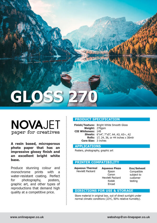 NovaJet Gloss 270gsm | Affordable Glossy Photo Paper